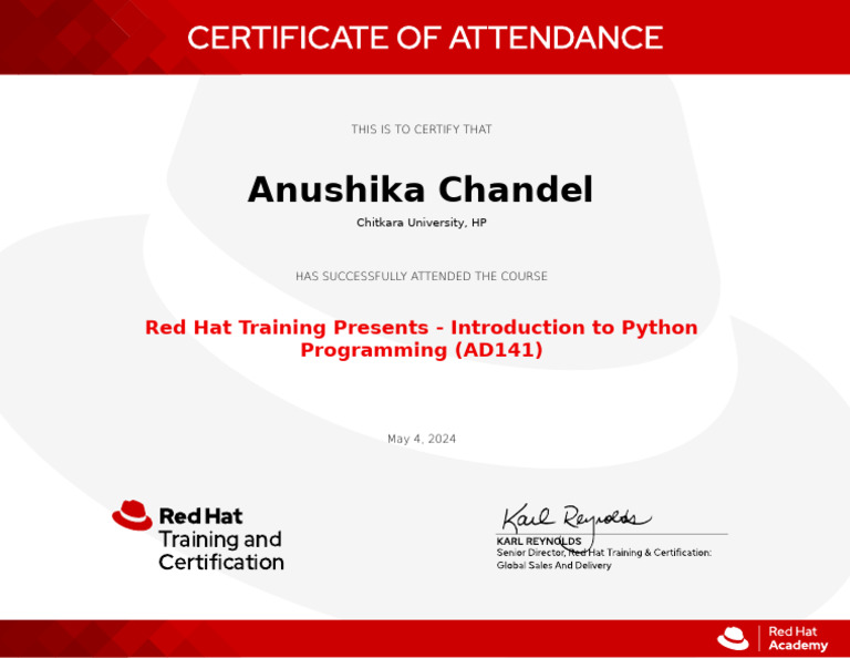 Certificate of Completion: Python Course | PDF