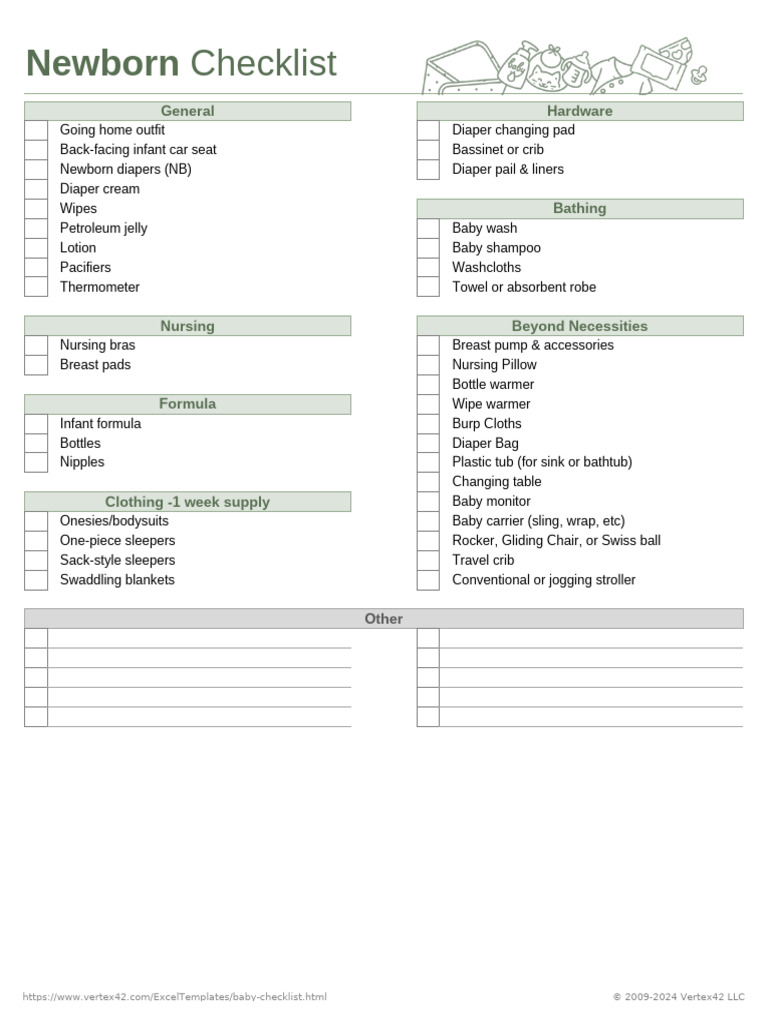 Newborn Checklist | PDF | Infants | Diaper