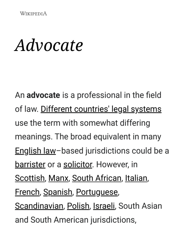 Advocate - Wikipedia | PDF | Advocate | Barrister