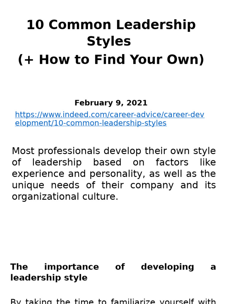 Leadership Style | PDF | Leadership | Transformational Leadership