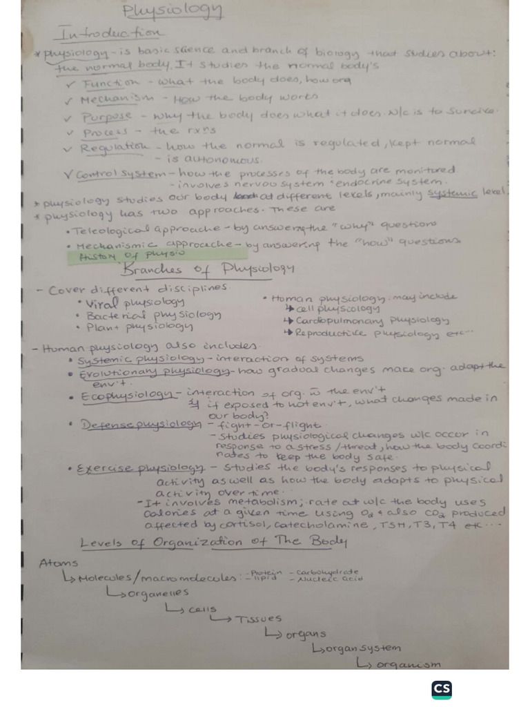 Physio M1 Whole Note | PDF