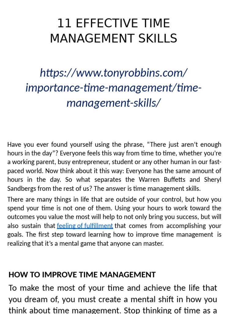 Time Management Skills | PDF | Goal | Psychology