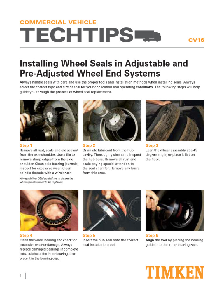 Timken CV16 Installing Wheel Seals Wheel End Systems - 11215 | PDF ...