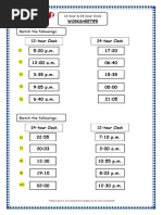 24 Hour Clock Worksheet | PDF