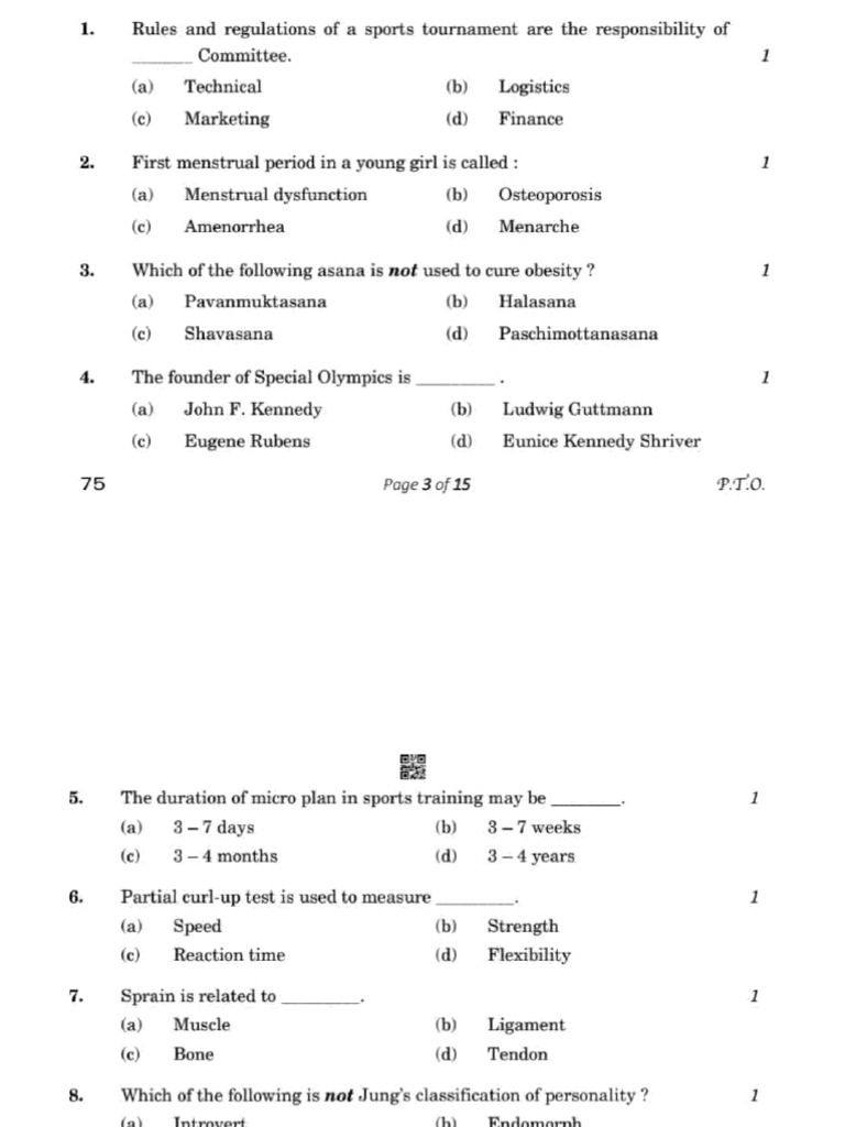 Physical Education MCQ Pyq 150+ (2) | PDF | Injury | Musculoskeletal Disorders