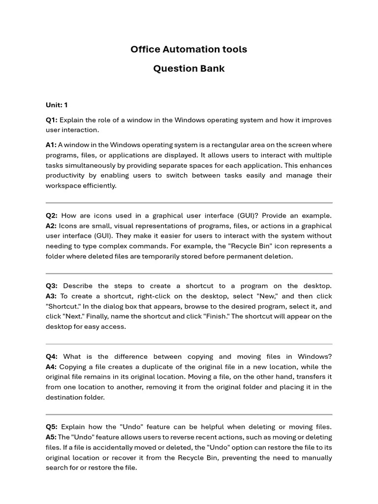 Office Automation Tools Question Bank | PDF | Computer Data Storage ...