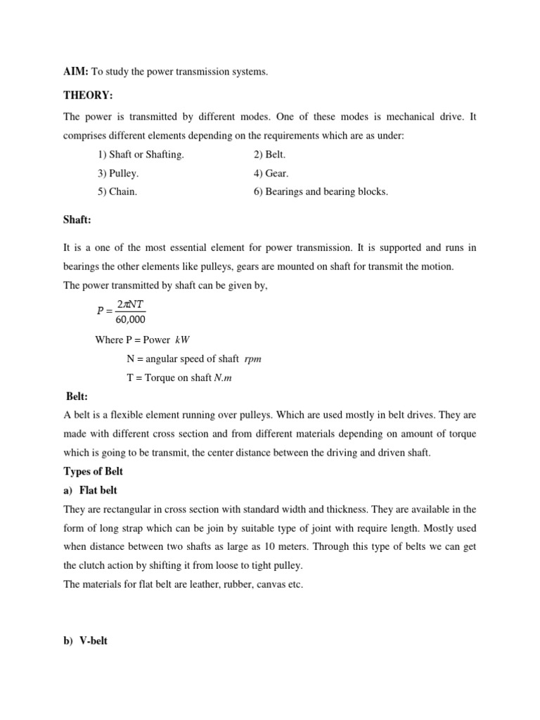 Overview of Power Transmission Systems | PDF | Belt (Mechanical) | Gear