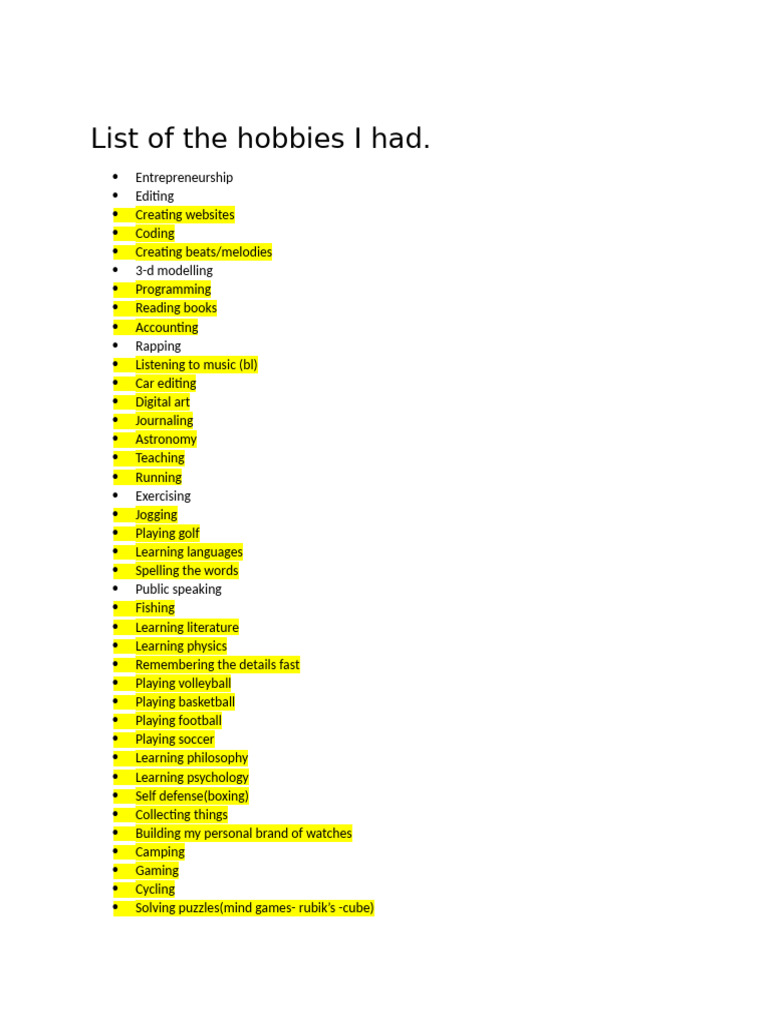 hobbies from the past | PDF