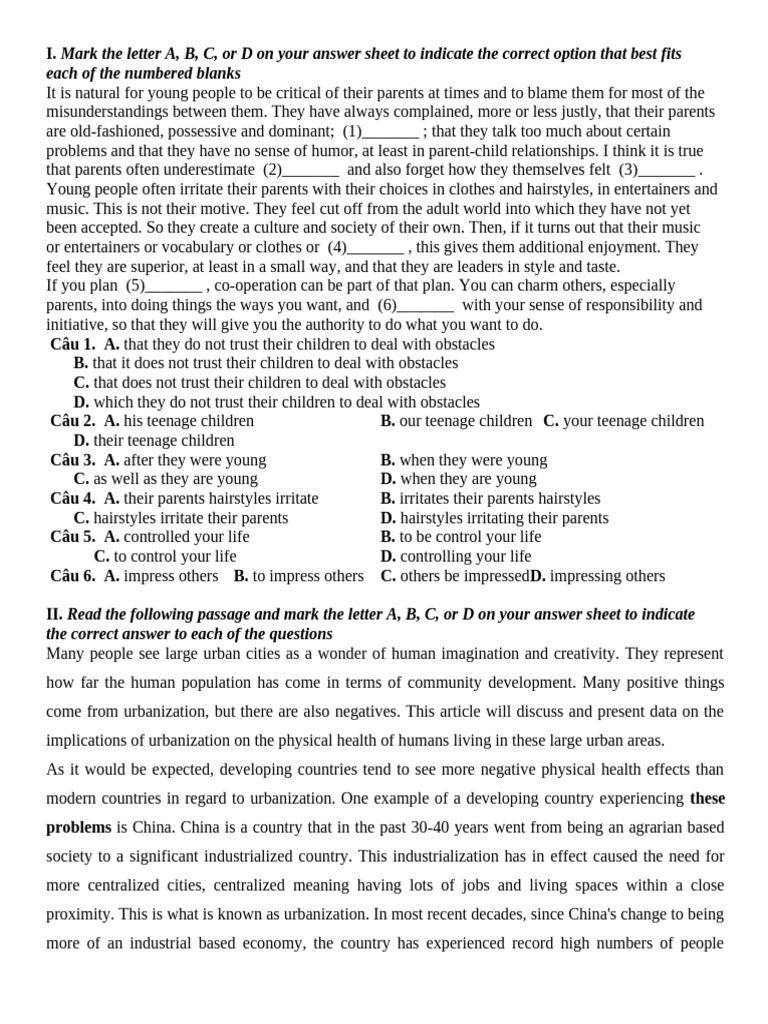 Practice Test 26 (2025 Format) | PDF | Air Pollution | Urbanization