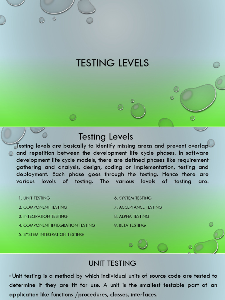 Testing Levels(G3) | PDF | Software Testing | Software Release Life Cycle Testing Levels(G3) | PDF | Software Testing | Software Release Life Cycle