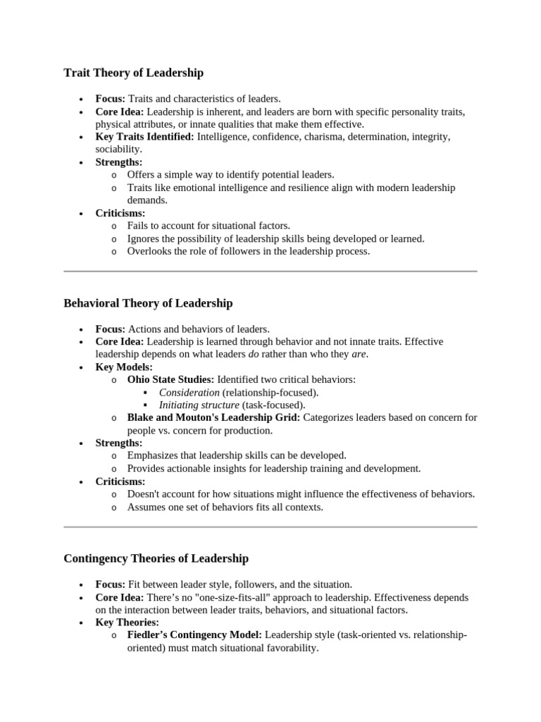 Trait Theory of Leadership | PDF | Leadership | Scientific Theories