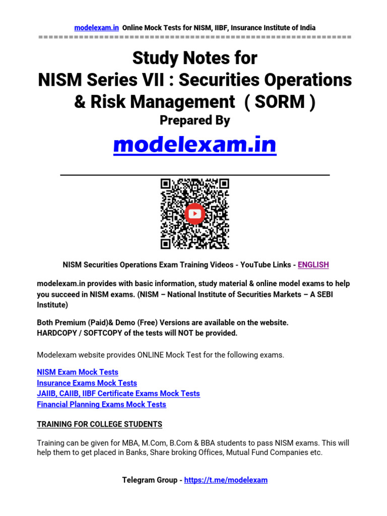 Nism Securities Operation Study Notes | PDF | Securities (Finance ...