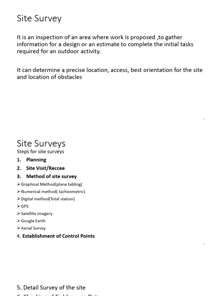 Comprehensive Guide to Site Surveys | PDF | Surveying | Topography
