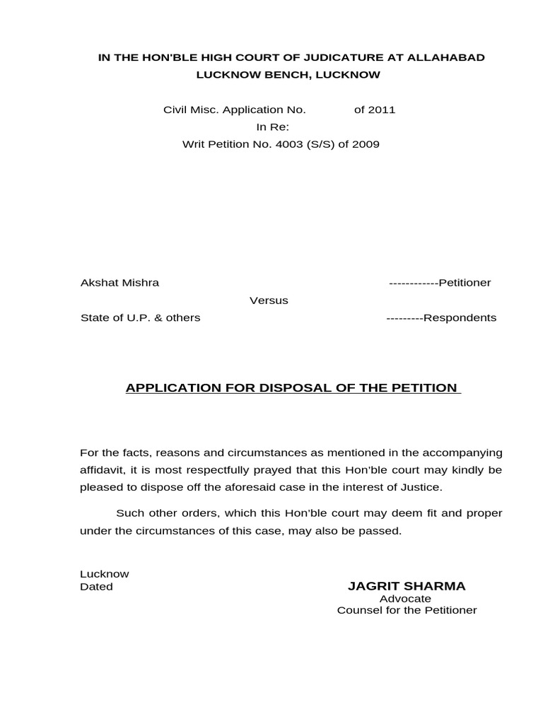 Akshat Misra Application Early Hearing | PDF | Affidavit | Public Law
