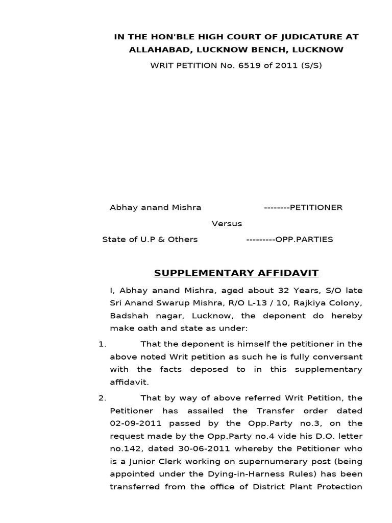 Supplementary Affidavit | PDF | Legal Procedure | Evidence