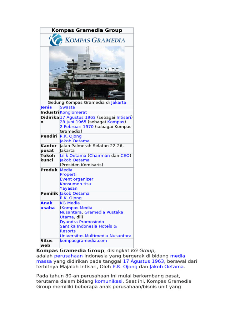 Kompas Gramedia Penjelasan | PDF