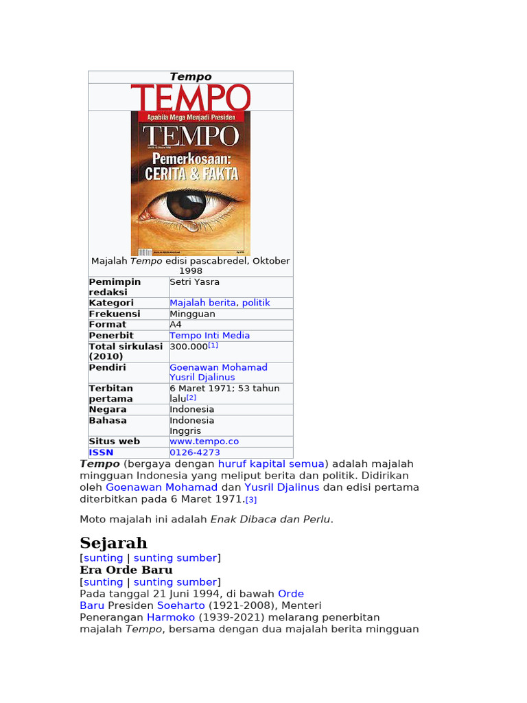 Tempo Penerbit Indo Penjelasan | PDF