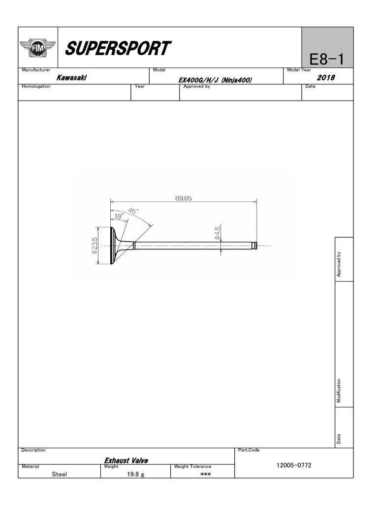 E08-01 Ex400g+h+j Intake Valve | PDF