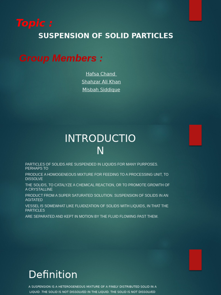Presentation Suspension of Solid Particles | PDF
