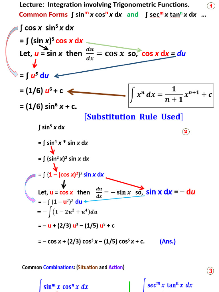 Lecture 3 On 7.3 Trigonometric Integrals | PDF | Trigonometric ...