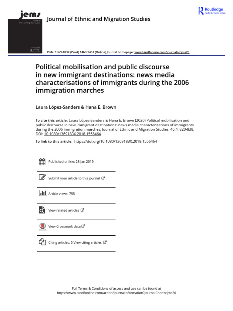 Political Mobilisation and Public Discourse in New Immigrant ...
