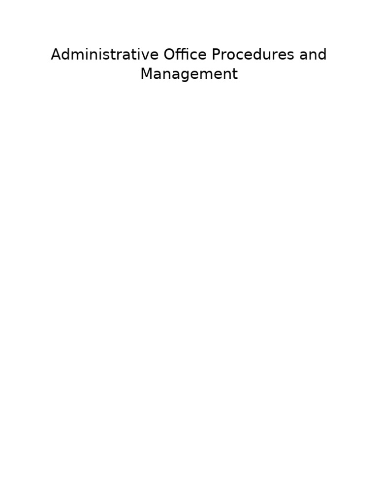 Administrative Office Procedures and Management | PDF