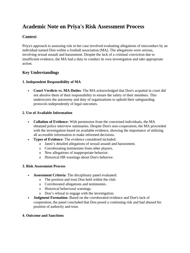 Academic Note on Priya | PDF | Risk | Risk Assessment