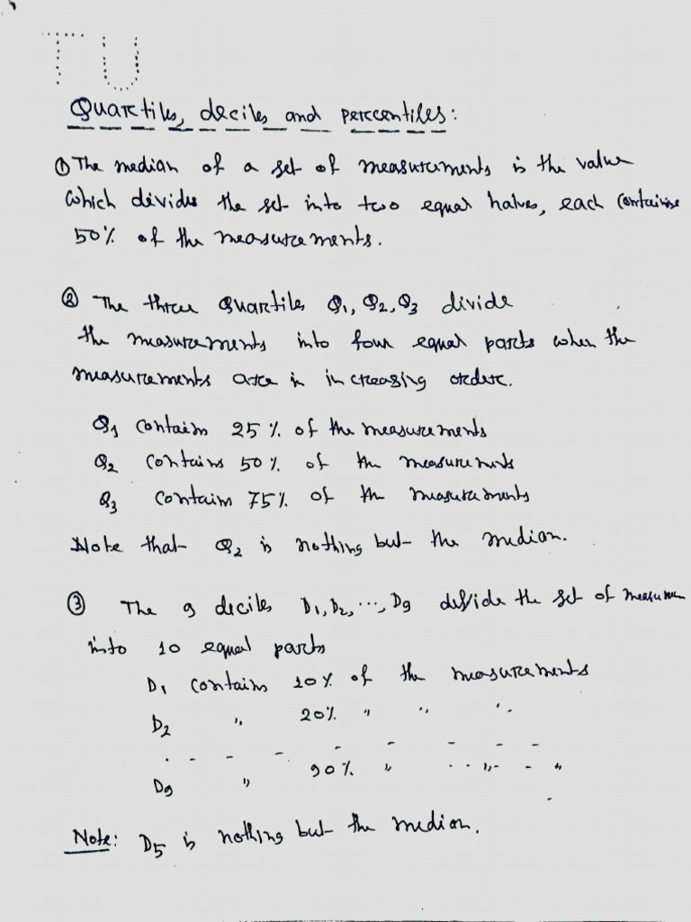 Lecture 5 - Quartiles Deciles and Percentiles | PDF