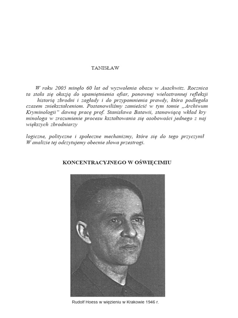 Tanisław Atawia: Koncentracyjnego W Oświęcimiu | PDF