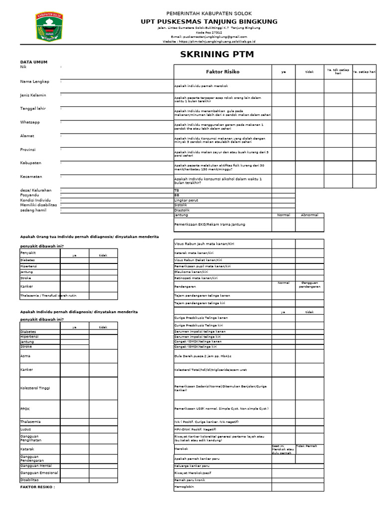 Form Skrining PTM 2025 Oke | PDF