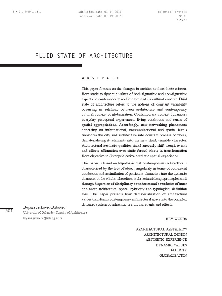 Fluid State of Architecture | PDF | Perception | Experience