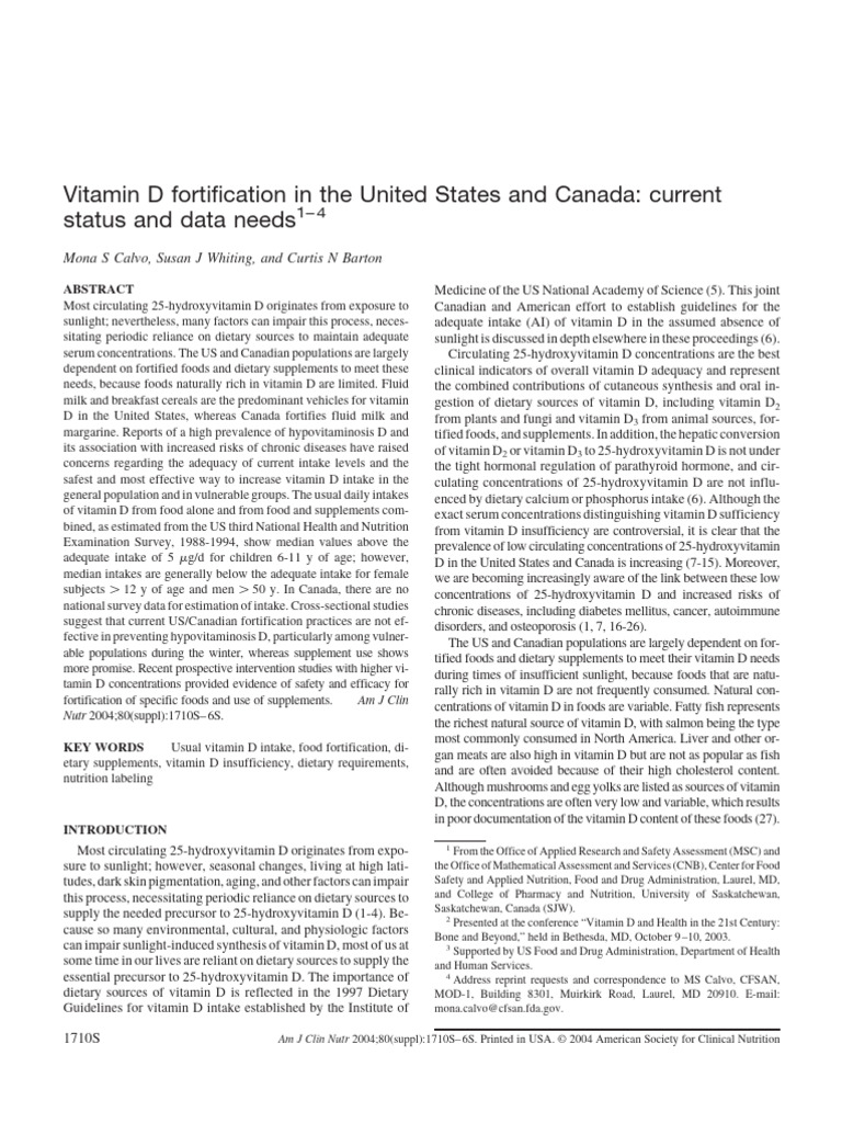 Vitamin D Fortification: US & Canada | PDF | Vitamin D | Vitamin