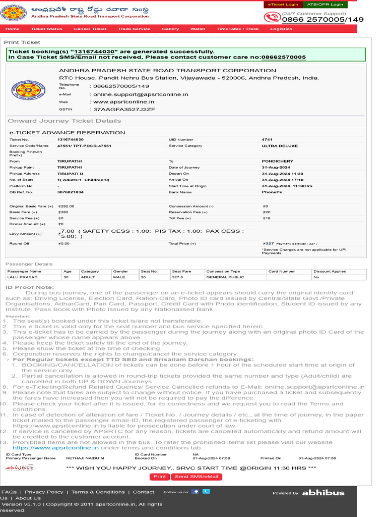 APSRTC Official Website For Online Bus Ticket Booking - APSRTConline - in 2 | PDF | Identity ...