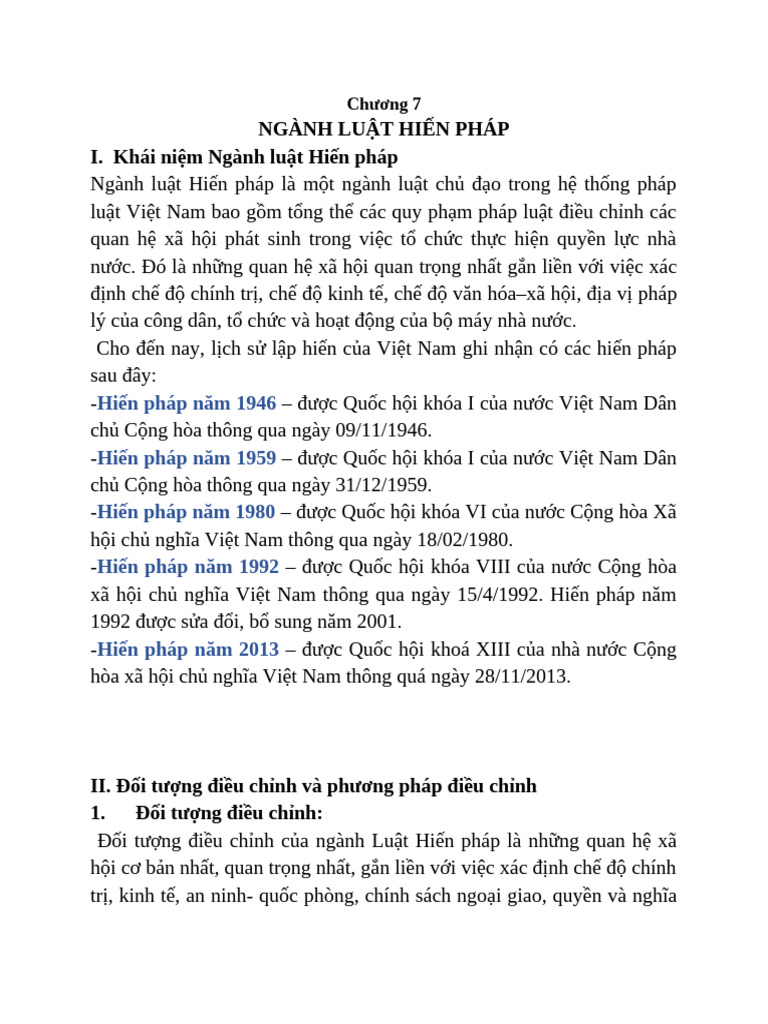 PLDC chương 7 Ngành Luật Hiến Pháp | PDF