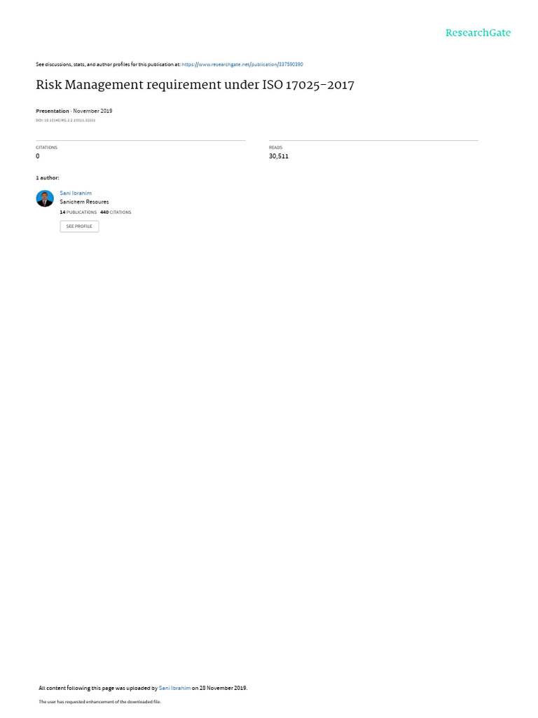 Risk Management Requirement Under ISO 17025-2017: November 2019 | PDF ...
