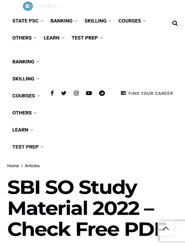 SBI SO Study Materials - Entri Blog-0001 | PDF