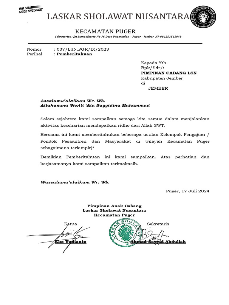 Pemberitahuan PC LSN | PDF