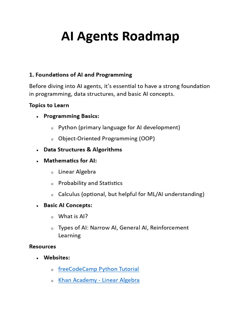 Ai Agents Roadmap Pdf Artificial Intelligence Intelligence Ai