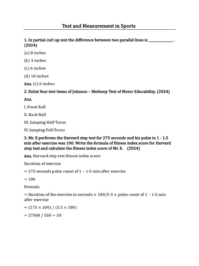 Sports Test and Measurement Guide | PDF