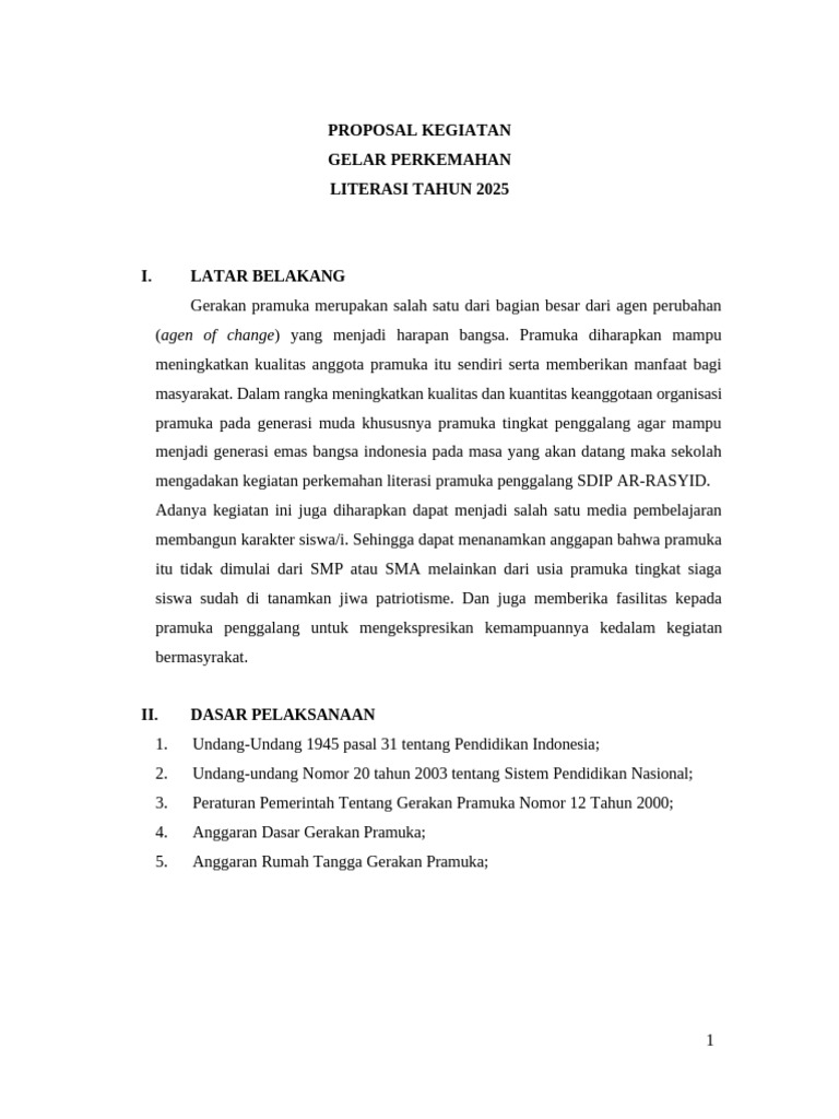Contoh Proposal Kegiatan Pramuka | PDF