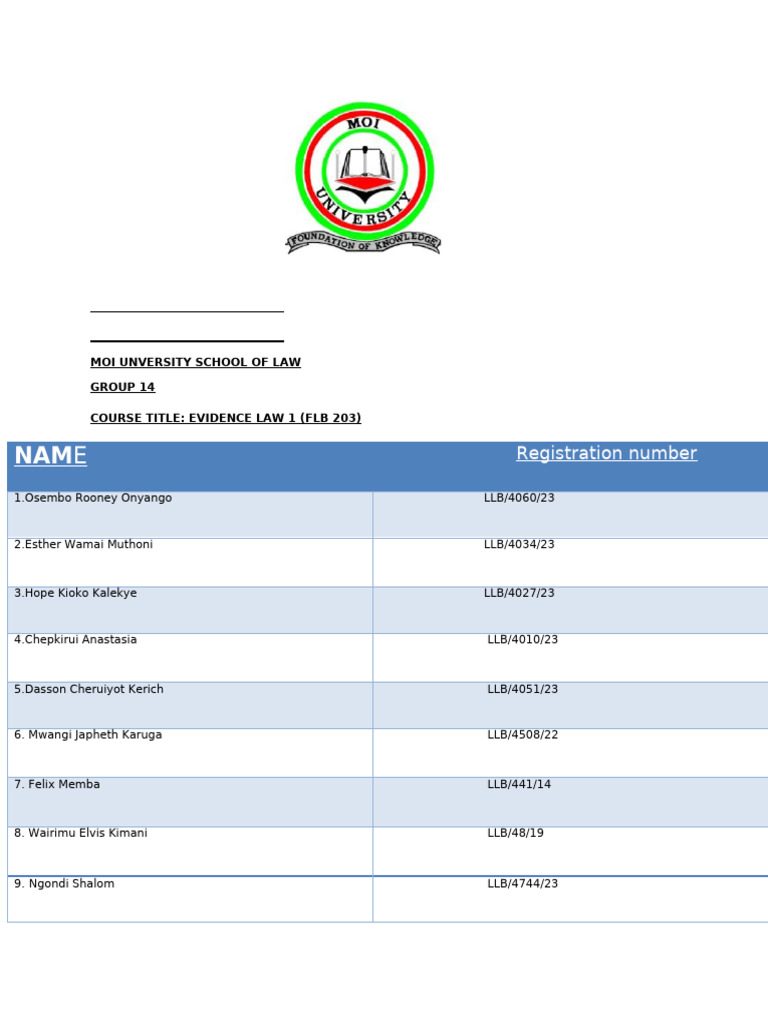Evidence_group_14_cat%5b1%5d | PDF | Relevance (Law) | Evidence (Law)