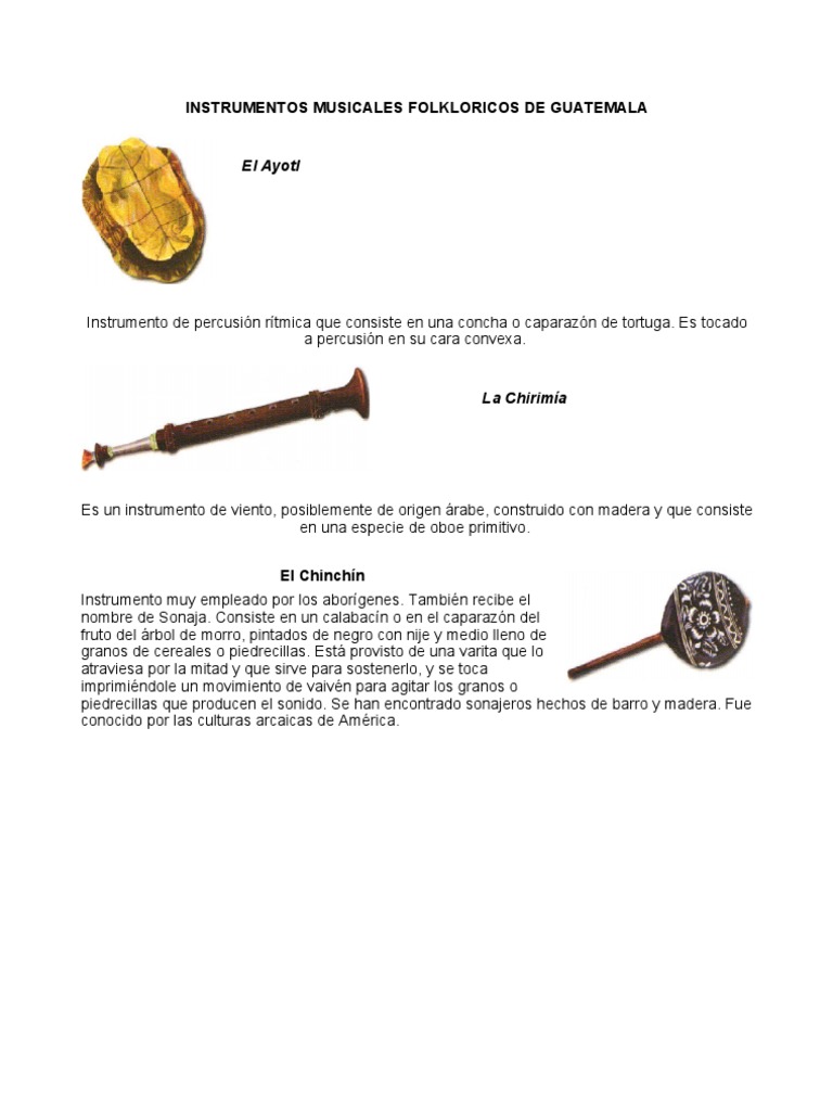 Instrumentos Musicales Folkloricos de Guatemala | PDF | Instrumentos ...