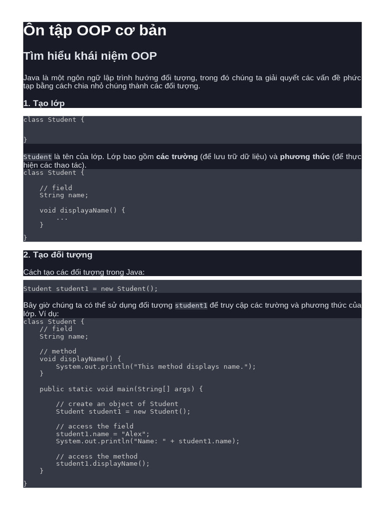 Ôn tập OOP cơ bản | PDF