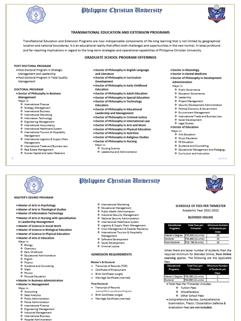 PCU Graduate School Programs | PDF