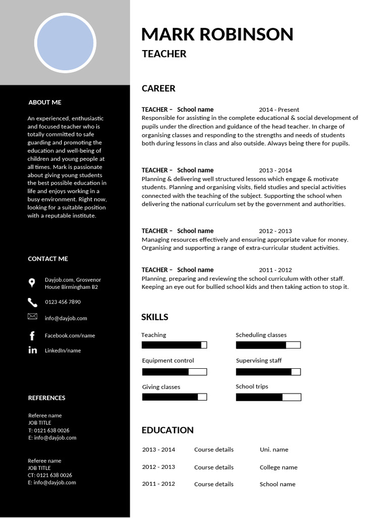 Free Teacher CV Template UK | PDF | Teachers | Learning