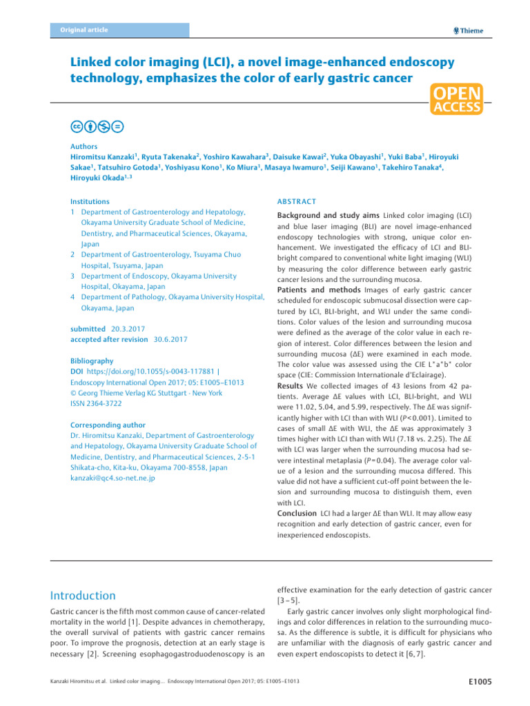 Linked Color Imaging (LCI), A Novel Image-Enhanced Endoscopy Technology ...