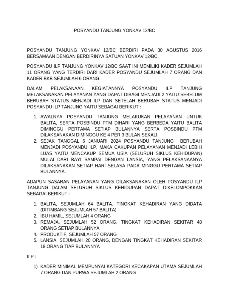 Narasi Posyandu Tanjung Yonkav 12 | PDF