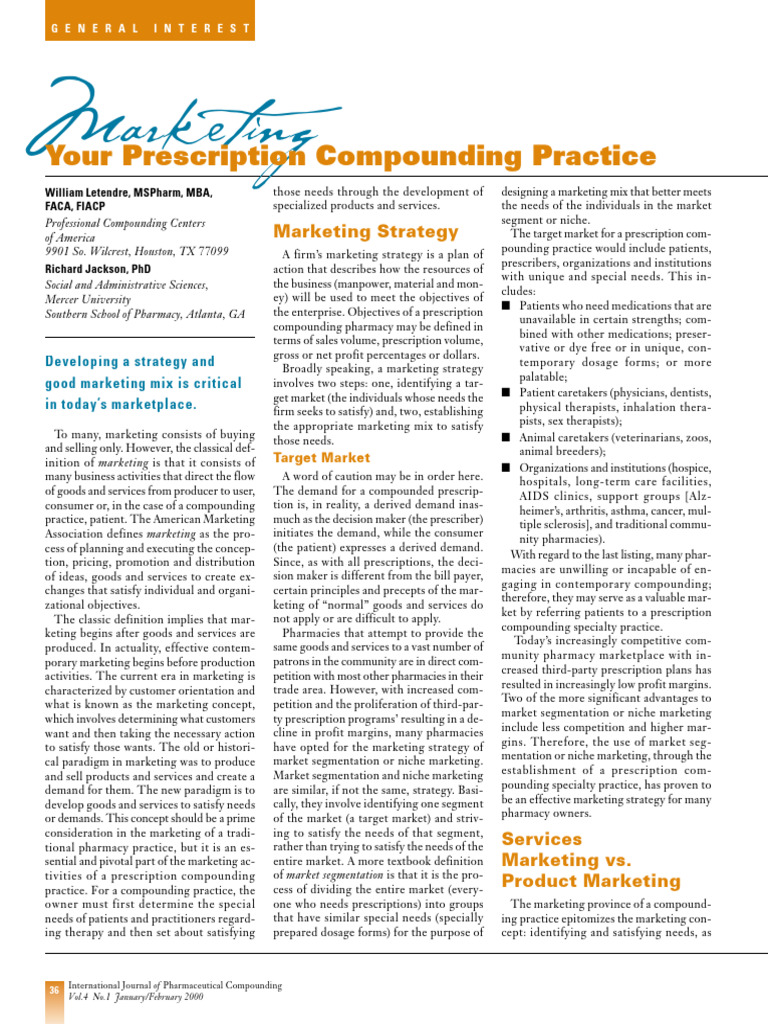 Marketing Strategies for Compounding Pharmacies | PDF | Marketing ...