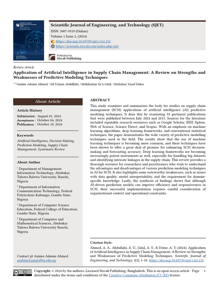 Application of Artificial Intelligence in Supply C | PDF | Machine ...