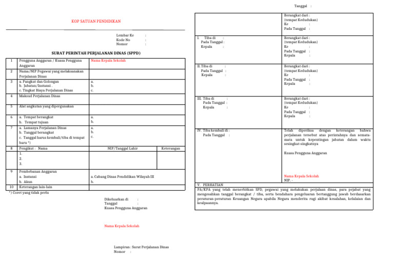 Contoh Format SPPD Kosong | PDF